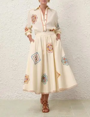 Zimmermann Ottie Flared Midi Skirt