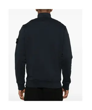 Stone Island Logo Patch Quarter-zip Sweatshirt - Blue