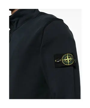 Stone Island Logo Patch Quarter-zip Sweatshirt - Blue
