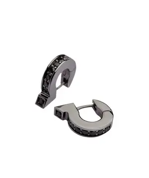 FERRAGAMO Gancini Crystal Hoop Earrings - Black