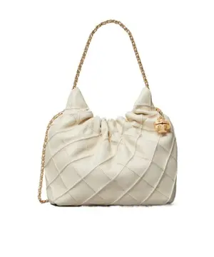 Tory Burch Fleming Drawstring Hobo Bag - Light Frost