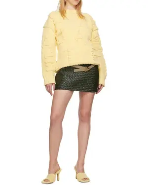 Bottega Veneta Intrecciato Leather Mini Skirt
