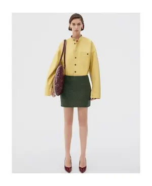 Bottega Veneta Intrecciato Leather Mini Skirt