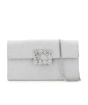 ROGER VIVIER Flower Strass Buckle Clutch Bag - No
