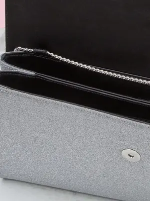 ROGER VIVIER Flower Strass Buckle Clutch Bag - White