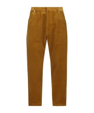 Prada Triangle Logo Tapered-leg Corduroy Trousers - Barley