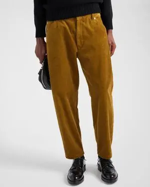 Prada Triangle Logo Tapered-leg Corduroy Trousers