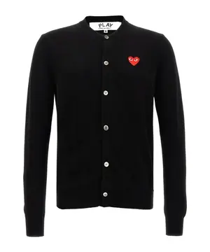 Play Comme Des Garcon Heart-logo Button Cardigan