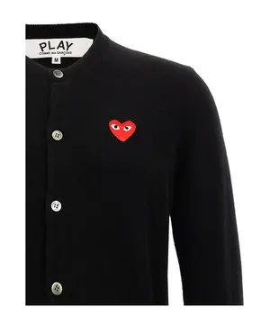 Play Comme Des Garcon Heart-logo Button Cardigan