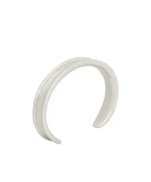Saint Laurent Groove Cuff In Metal - Oxidized Silver