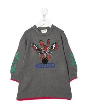 Kenzo Embroidered Giraffe Knitted Dress