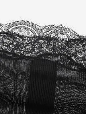 Saint Laurent Ribbed Lace Trim Tank Top - Black