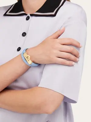 FERRAGAMO Gancini Double Twist Bracelet - Light Blue