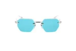 Chrome Hearts Frameless Octagon Tinted Lens Sunglasses - Blue