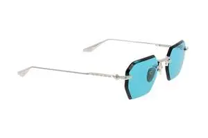Chrome Hearts Frameless Octagon Tinted Lens Sunglasses - Blue