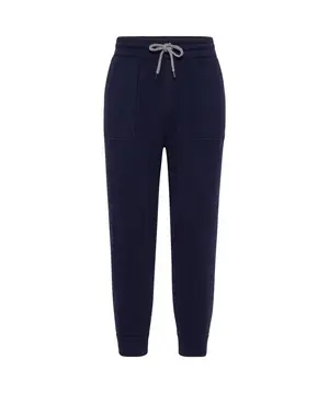 Brunello Cucinelli Ribbed Knit Drawstring Joggers - Navy Blue