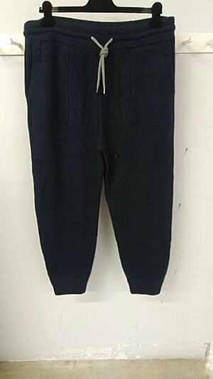 Brunello Cucinelli Ribbed Knit Drawstring Joggers - Navy Blue