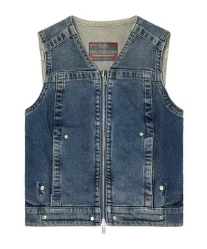 DIESEL® De-proof-re Zipped Denim Vest - Dark Blue