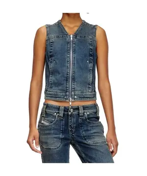 DIESEL® De-proof-re Zipped Denim Vest - Dark Blue