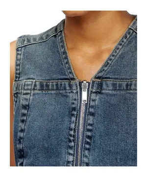 DIESEL® De-proof-re Zipped Denim Vest - Dark Blue