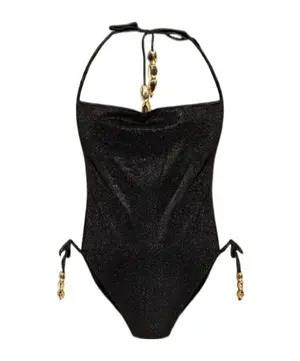 Oseree Embellished Metallic One-piece Swimsuit - Black