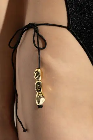 Oseree Embellished Metallic One-piece Swimsuit - Black
