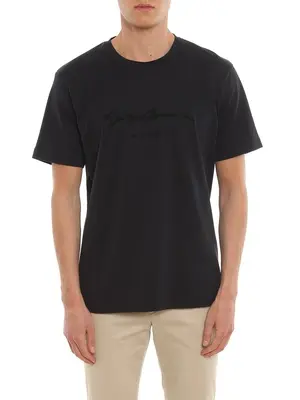 Giorgio Armani Logo Embroidered Crewneck T-shirt - Black