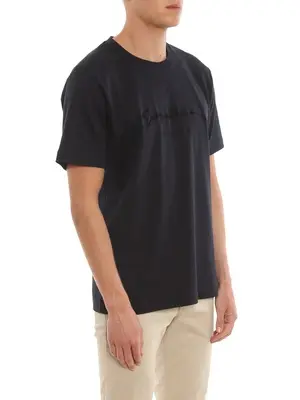 Giorgio Armani Logo Embroidered Crewneck T-shirt - Black
