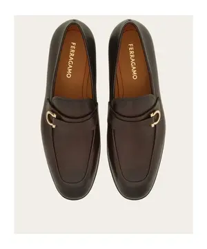FERRAGAMO Gancini Decorative Loafers - Black