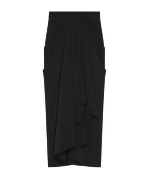 Givenchy Draped Pleated Midi Skirt - Black