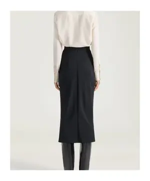 Givenchy Draped Pleated Midi Skirt - Black