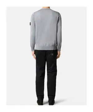Stone Island Compass Motif Straight Leg Trousers - Black
