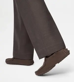 TOD'S Suede Gommino Loafers With Wool Lining