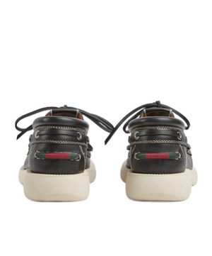 Gucci Lace-up Casual Leather Boat Shoes - Black
