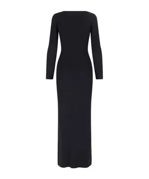 NILI LOTAN Roxy Ribbed Knit Maxi Dress With Button Closure