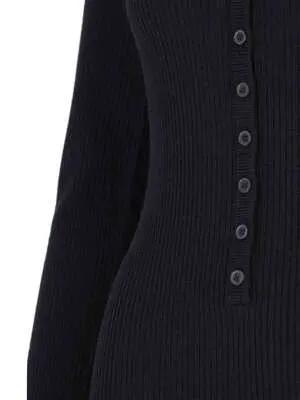 NILI LOTAN Roxy Ribbed Knit Maxi Dress With Button Closure