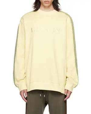 LANVIN Crewneck Sweatshirt With Embroidered Logo And Geometric Inserts - Nude