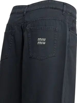 Miu Miu Logo Embroidered Denim Jeans - No