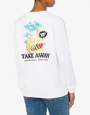Moschino Take Away' Printed Round Neck Long Sleeve Sweater