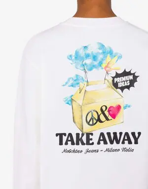 Moschino Take Away' Printed Round Neck Long Sleeve Sweater