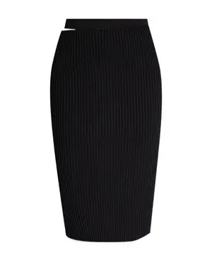 Helmut Lang Ribbed Knit Midi Skirt With Cut-out Detail