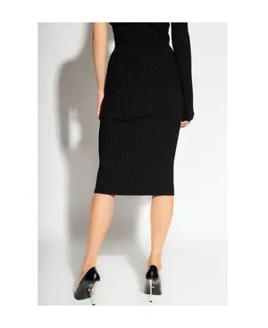 Helmut Lang Ribbed Knit Midi Skirt With Cut-out Detail