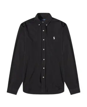 Polo Ralph Lauren Logo Embroidered Long-sleeved Shirt - Black