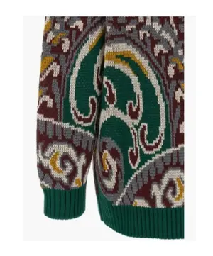Etro Wool Paisley Jacquard Crew Neck Sweater