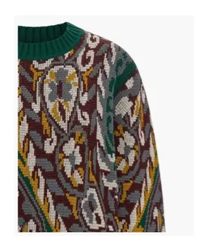 Etro Wool Paisley Jacquard Crew Neck Sweater