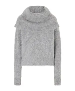 TOTEME Alpaca Wool Blend Funnel Neck Sweater - Grey