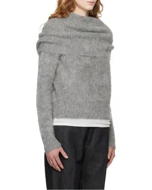 TOTEME Alpaca Wool Blend Funnel Neck Sweater - Grey