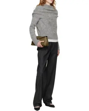 TOTEME Alpaca Wool Blend Funnel Neck Sweater - Grey