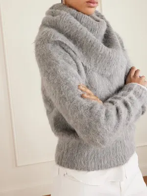 TOTEME Alpaca Wool Blend Funnel Neck Sweater - Grey