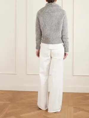 TOTEME Alpaca Wool Blend Funnel Neck Sweater - Grey